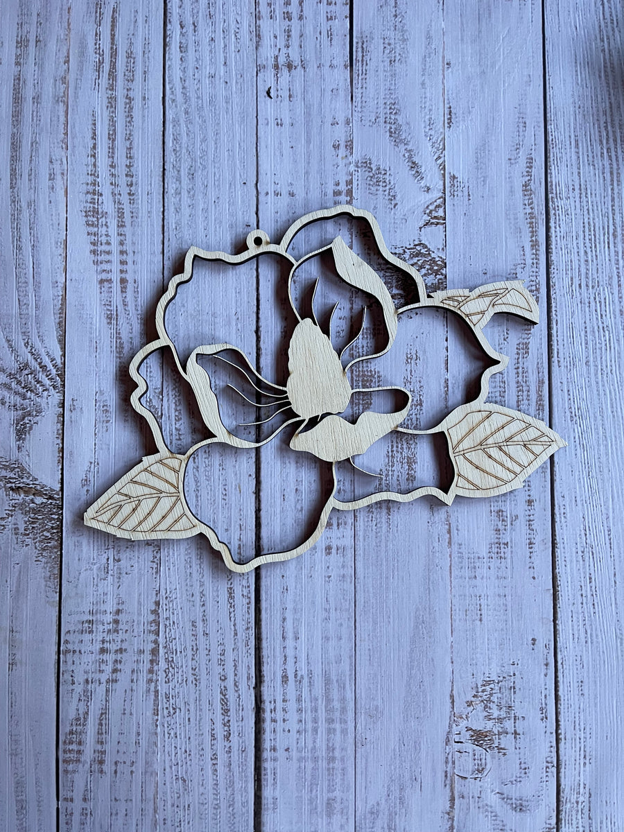 Magnolia Unfinished Wood frame. Resin art frame. DIY wood cutout. Unfi ...