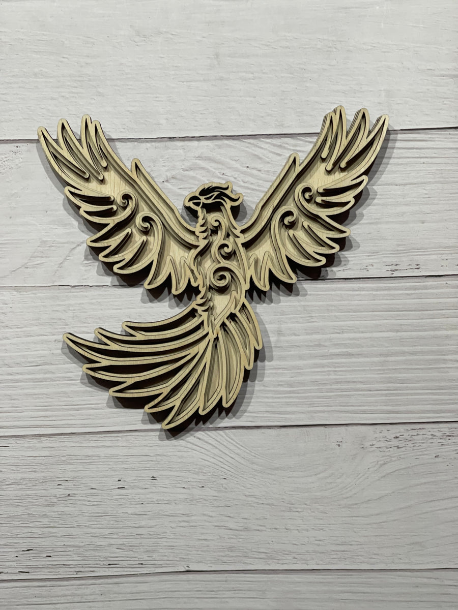 Layered Phoenix Unfinished Wood frame. Resin art frame. DIY wood cutou ...