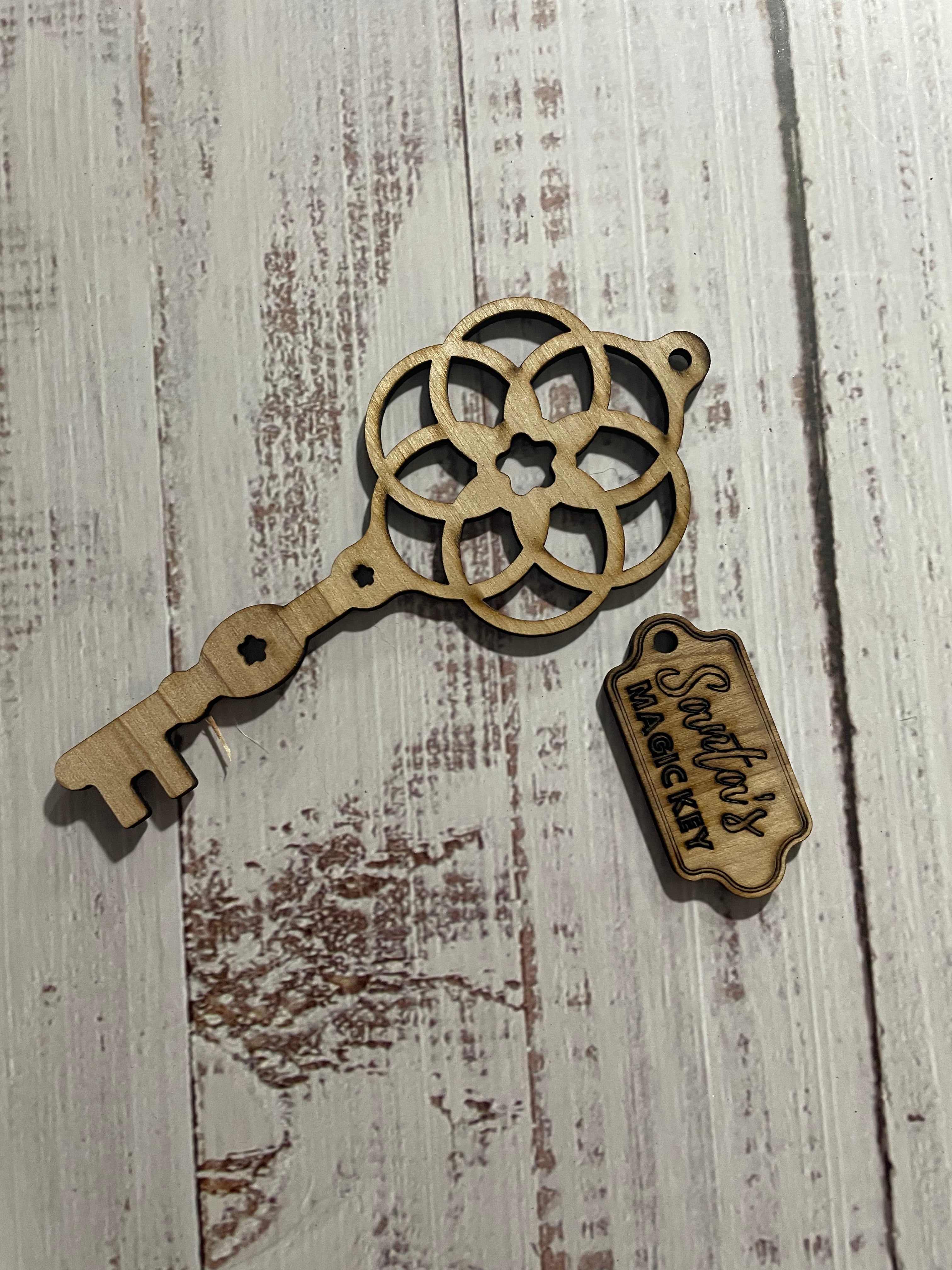 Santa Key Ornament. Unfinished wood ornament – Wicked Gold